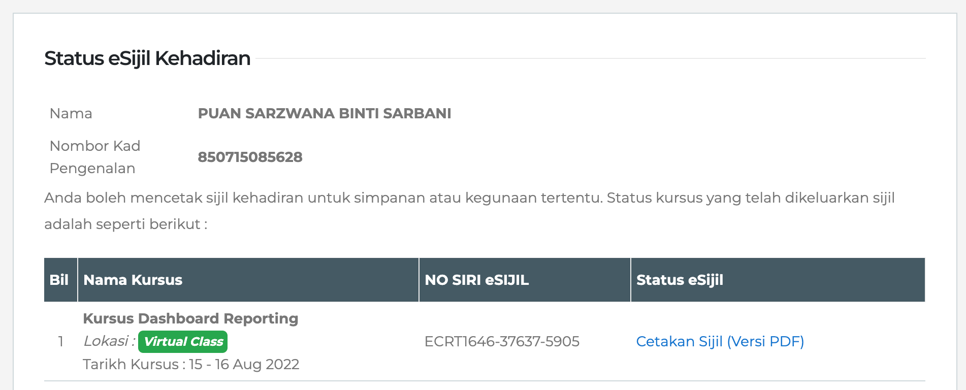 Cetak Sijil - Myetims Manual